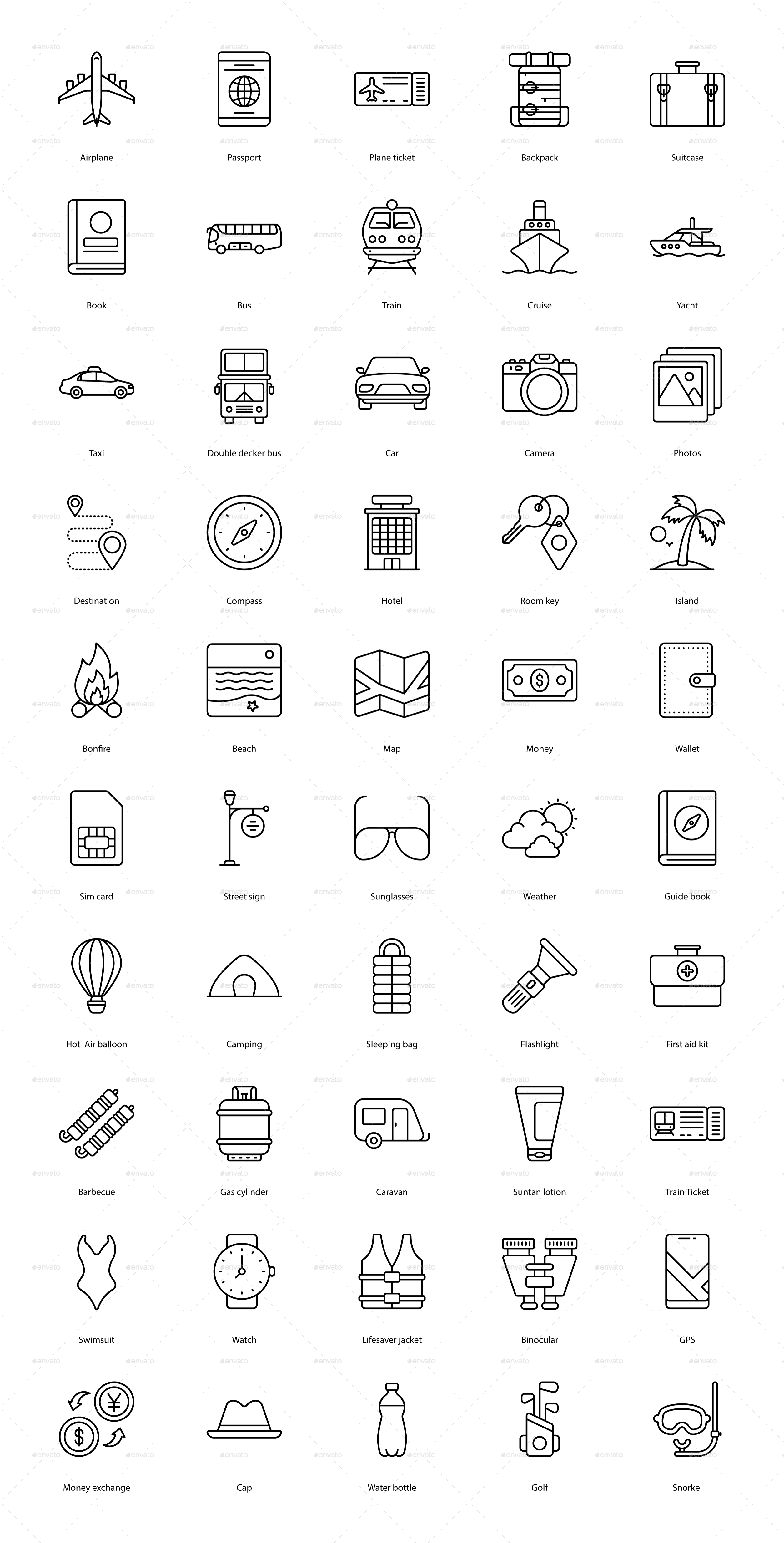 Travel Icons Set, Icons | GraphicRiver