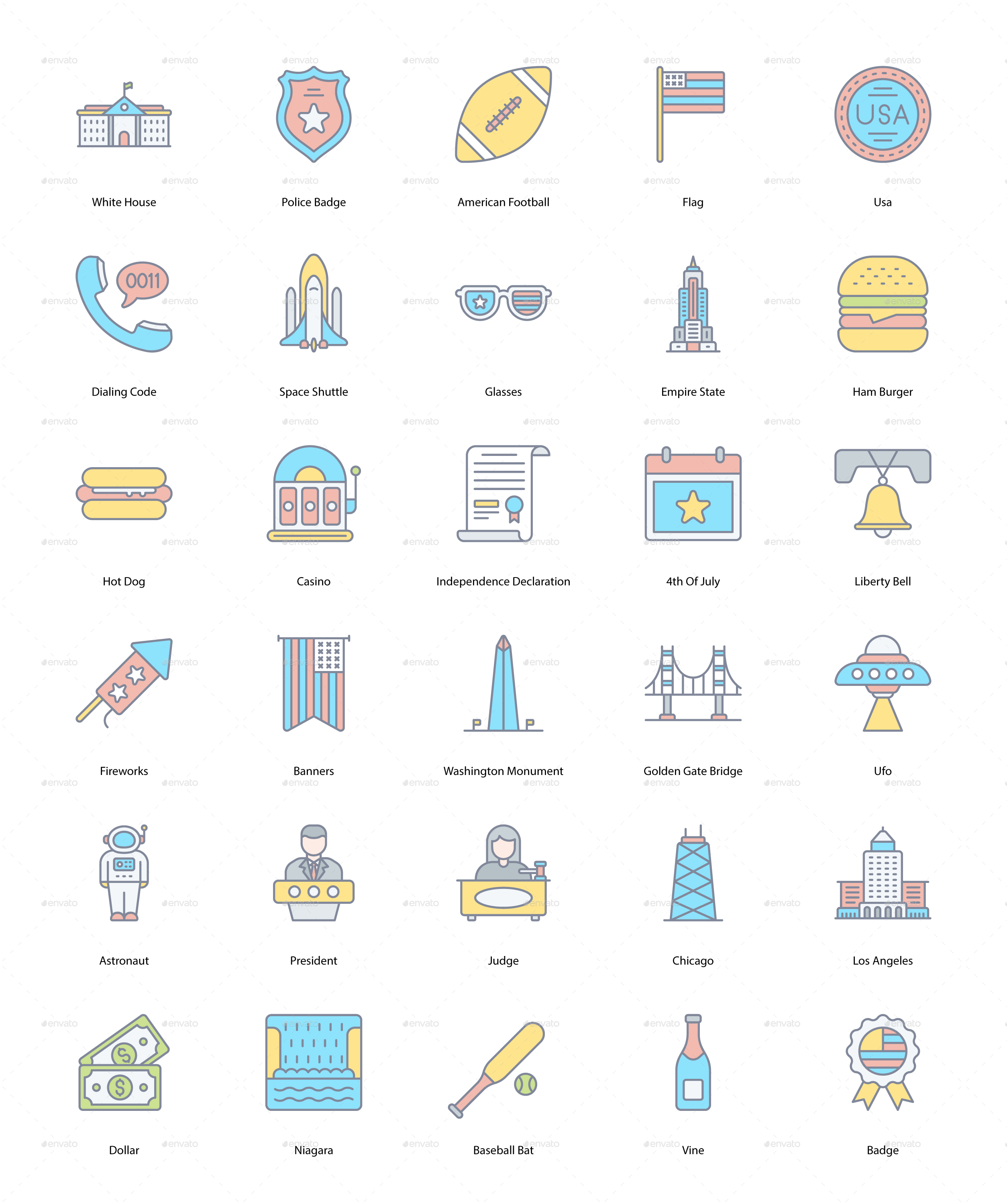 USA Icons Set, Icons | GraphicRiver