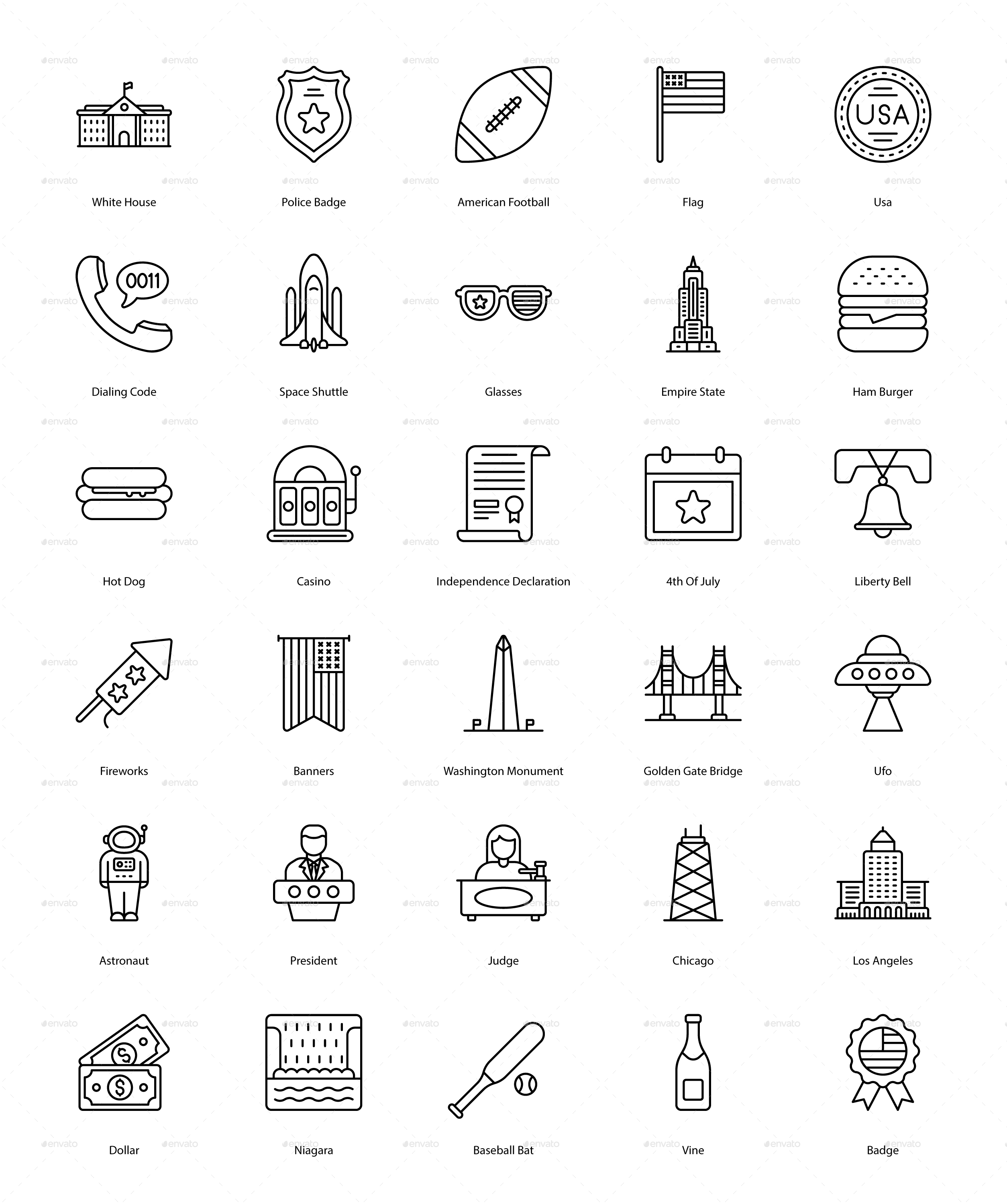 USA Icons Set, Icons | GraphicRiver