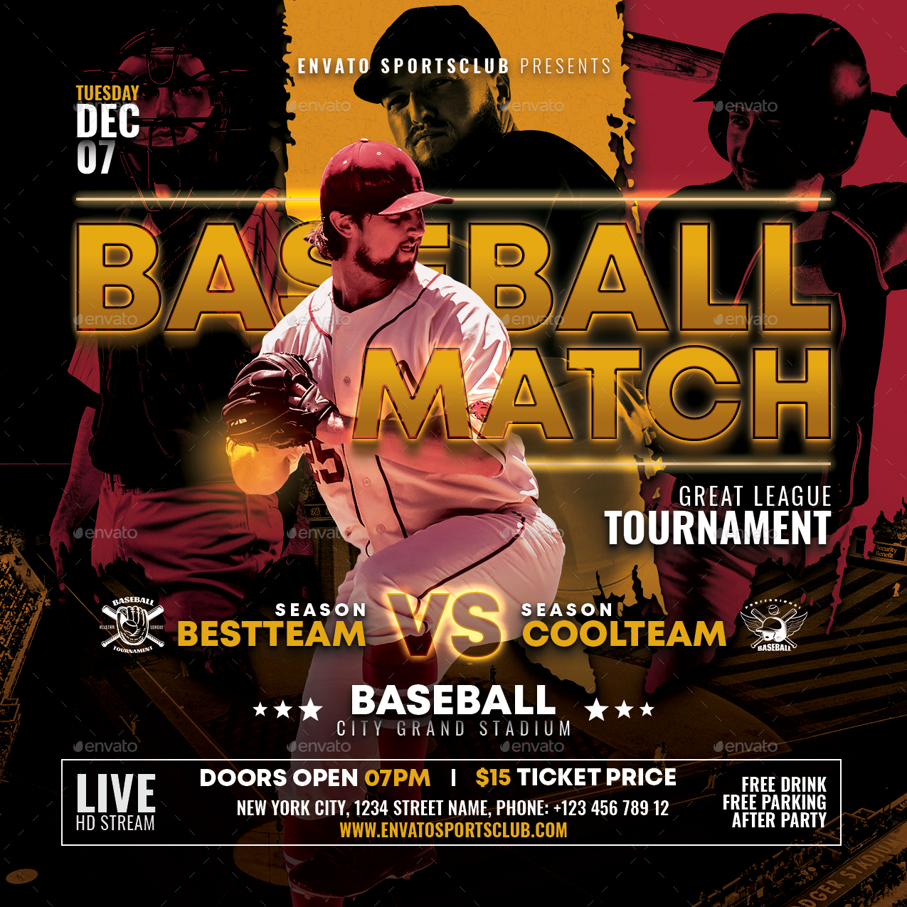 Baseball Match Flyer, Print Templates | GraphicRiver