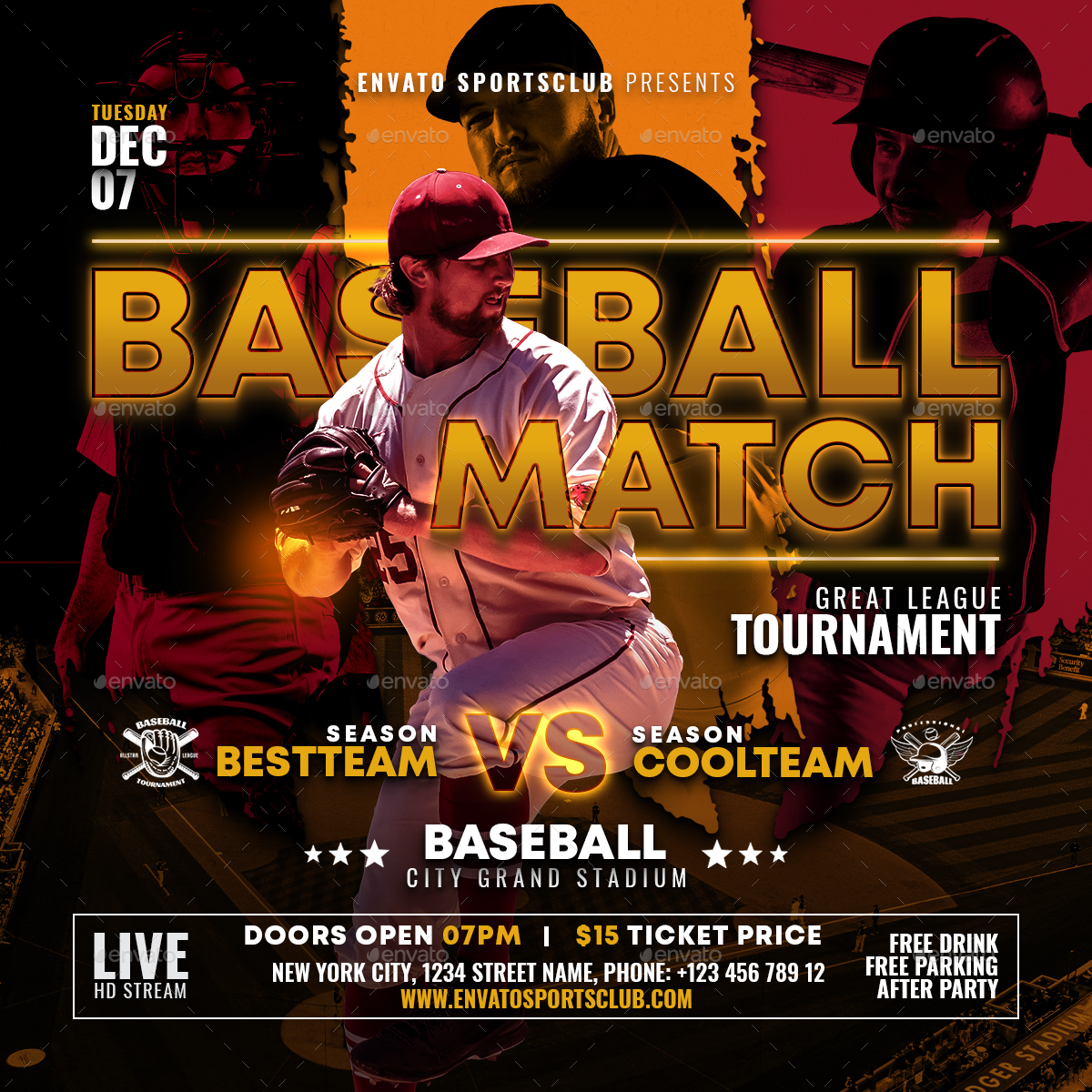 Baseball Match Flyer, Print Templates | GraphicRiver