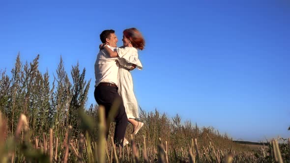 Romantic Couple are Running to Each Other to Hug and Spin Around, Stock ...