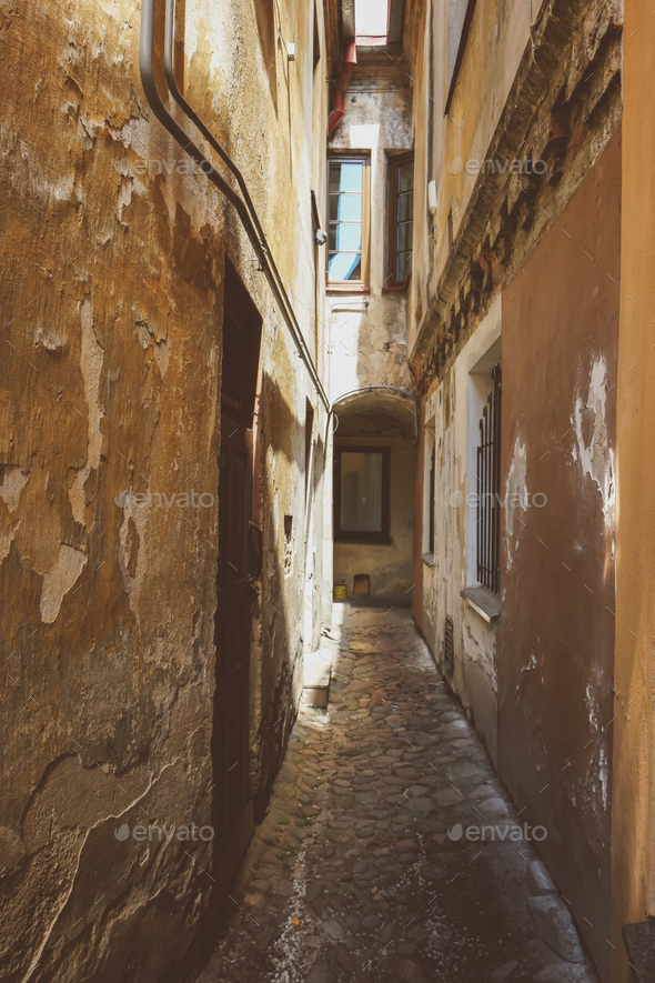 Narrow space between buildings. Stock Photo by stockfilmstudio | PhotoDune