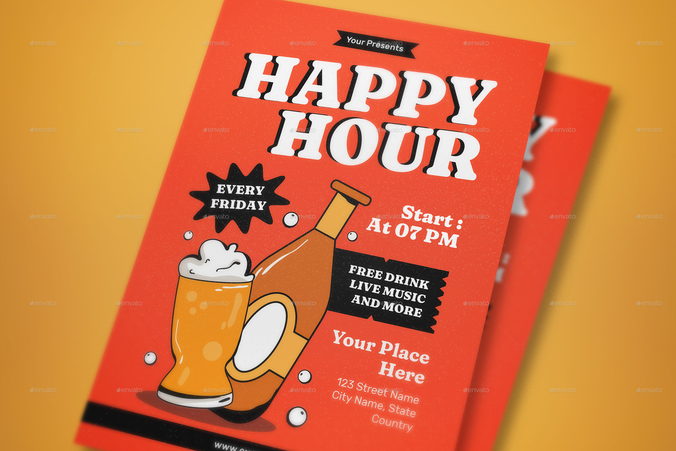 Happy Hour Flyer Set, Print Templates | GraphicRiver