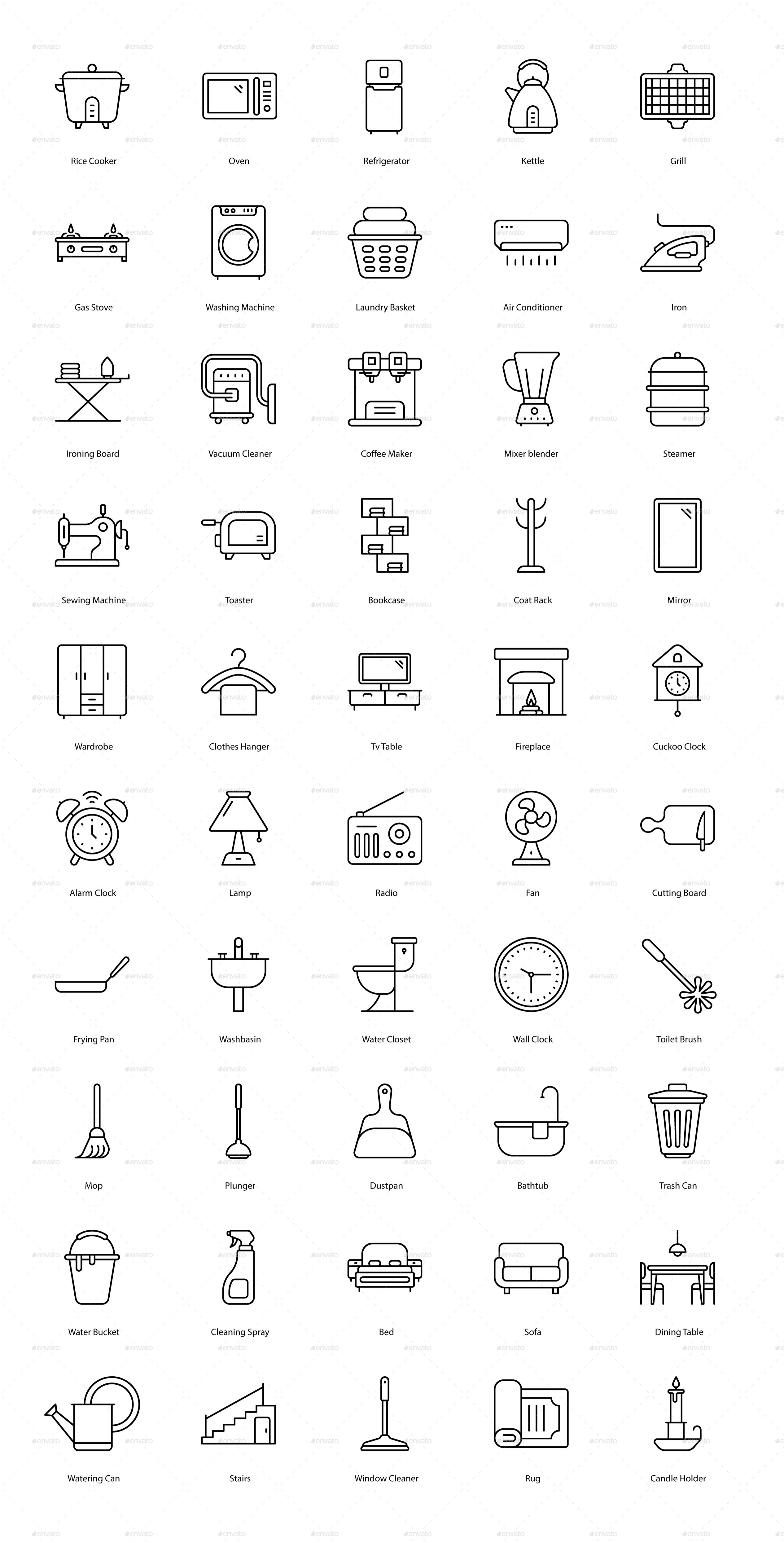 Homeware Icons Set, Icons | GraphicRiver