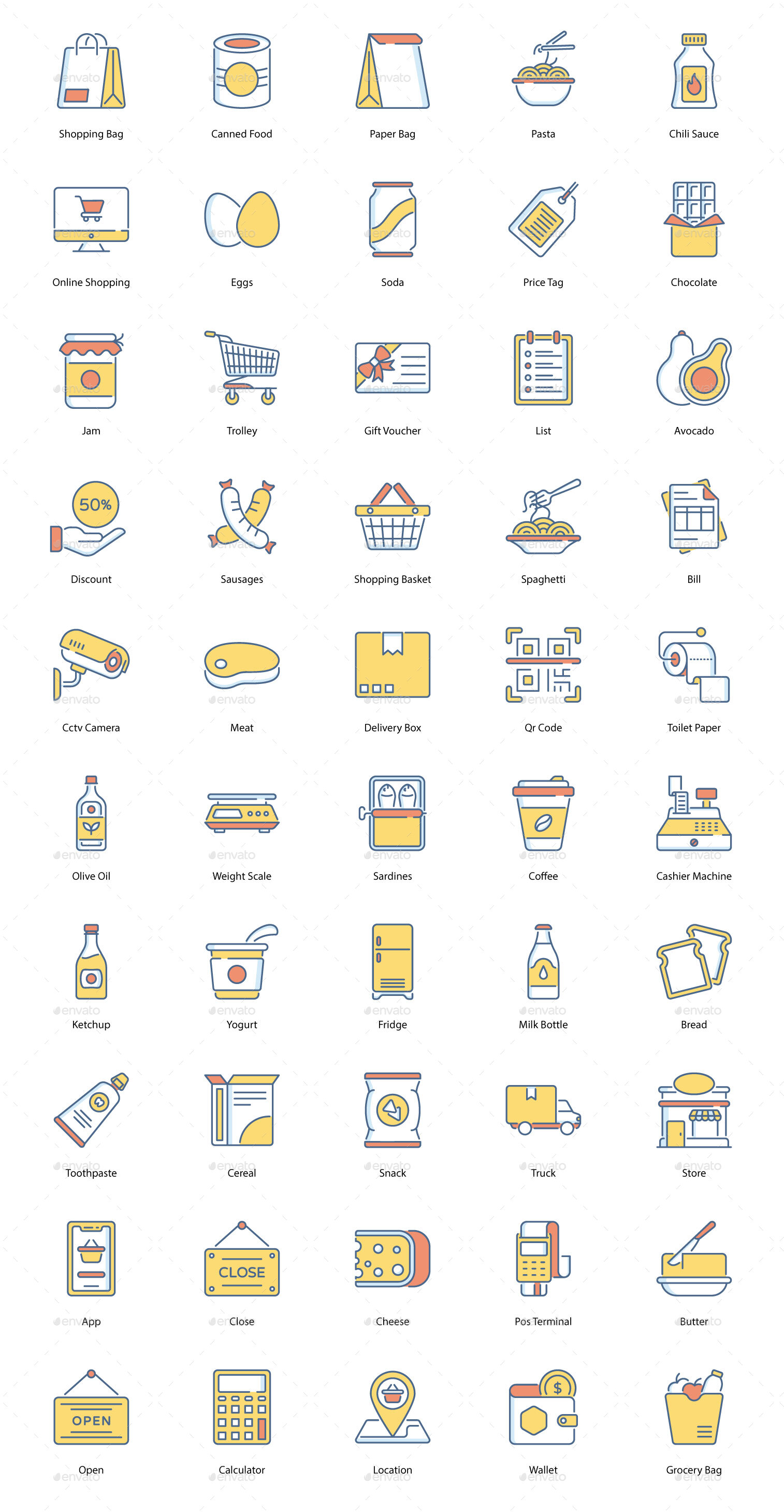 Grocery Icons Set, Icons | GraphicRiver