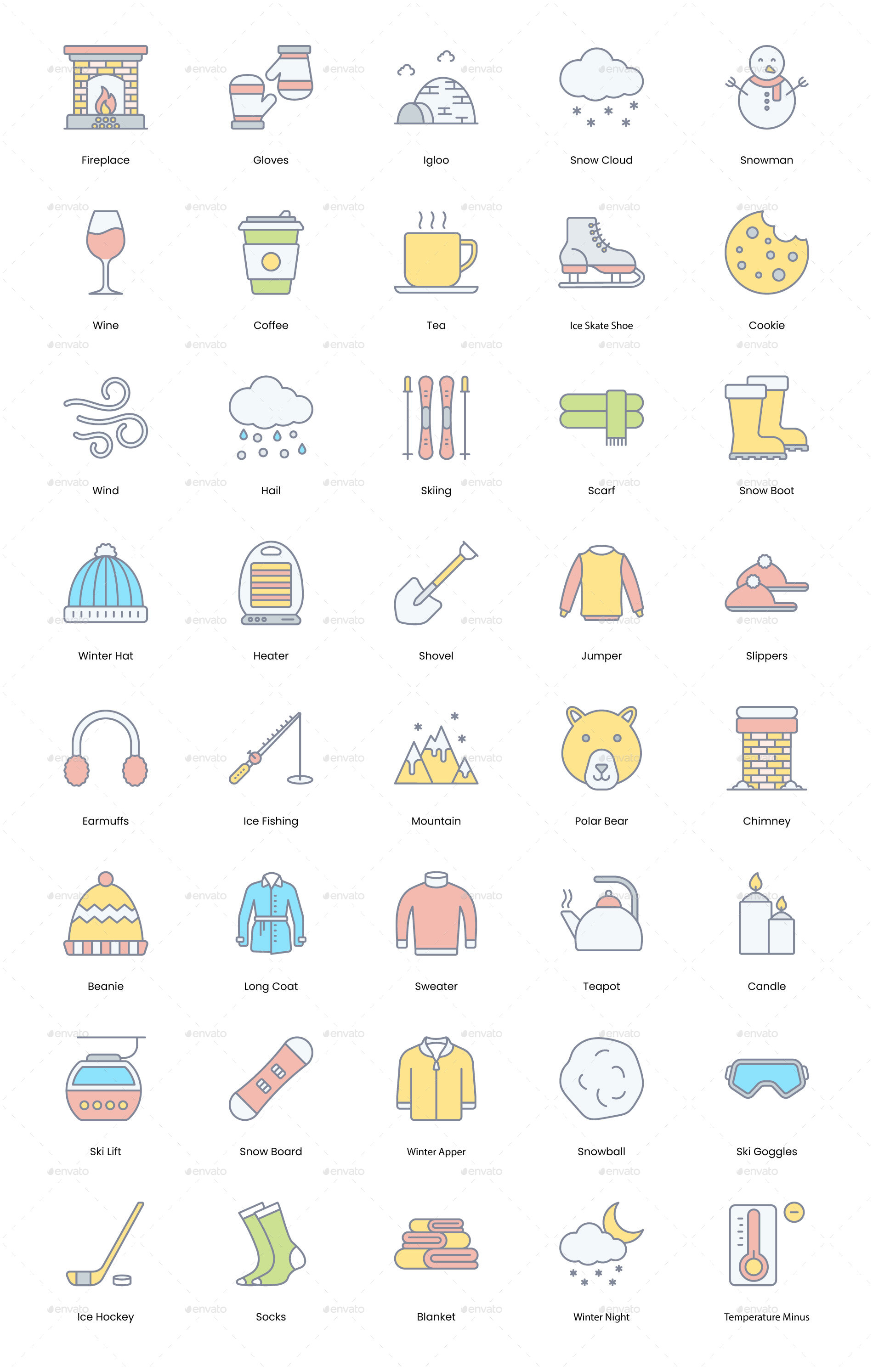 Winter Icons Set, Icons | GraphicRiver