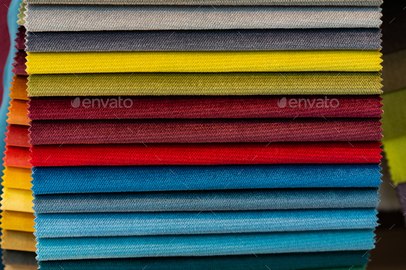 Tissue catalog. Catalog of multi-colored fabric samples. Stock Photo by ...