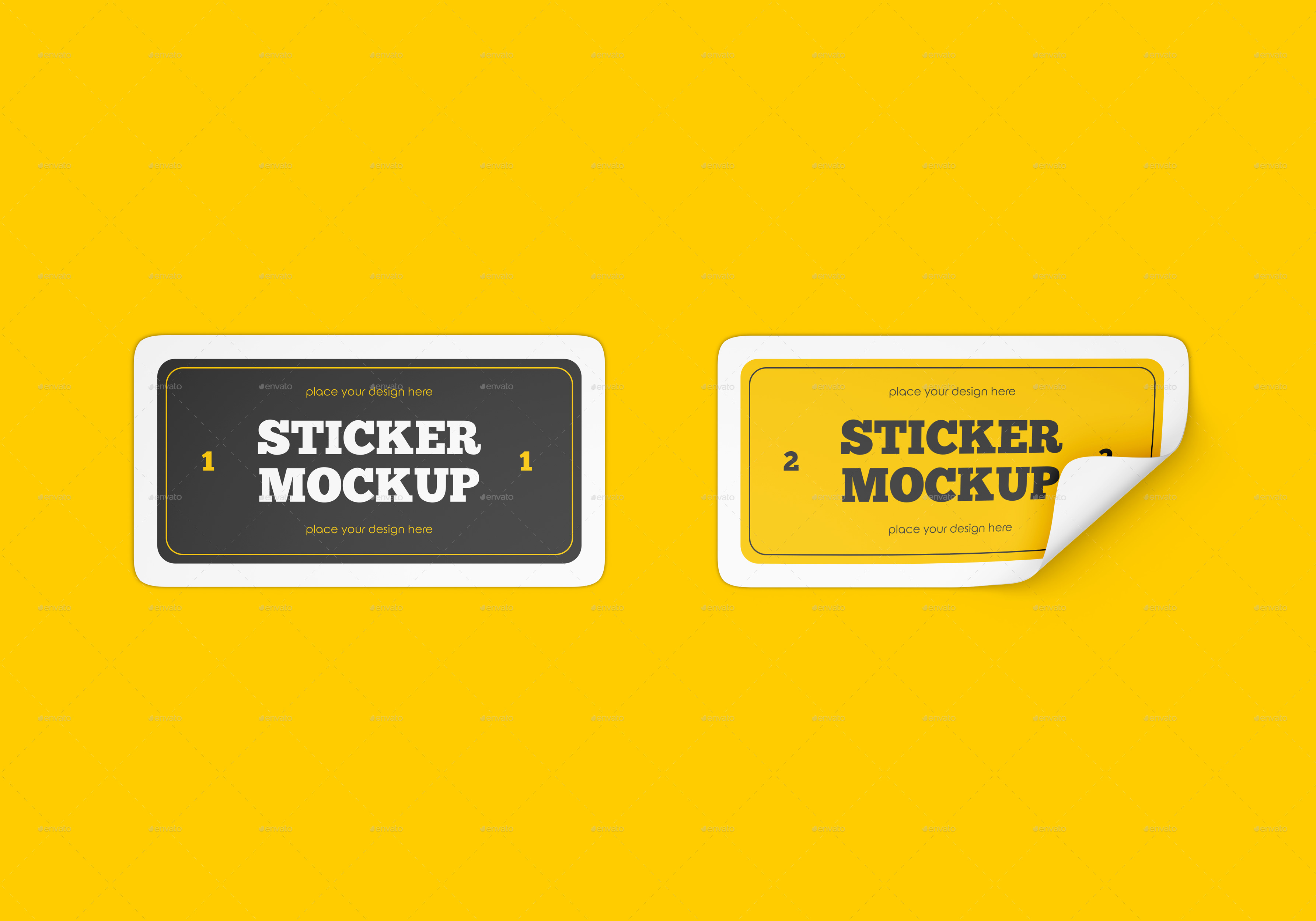 Rectangular Stickers Mockup Set, Graphics | GraphicRiver
