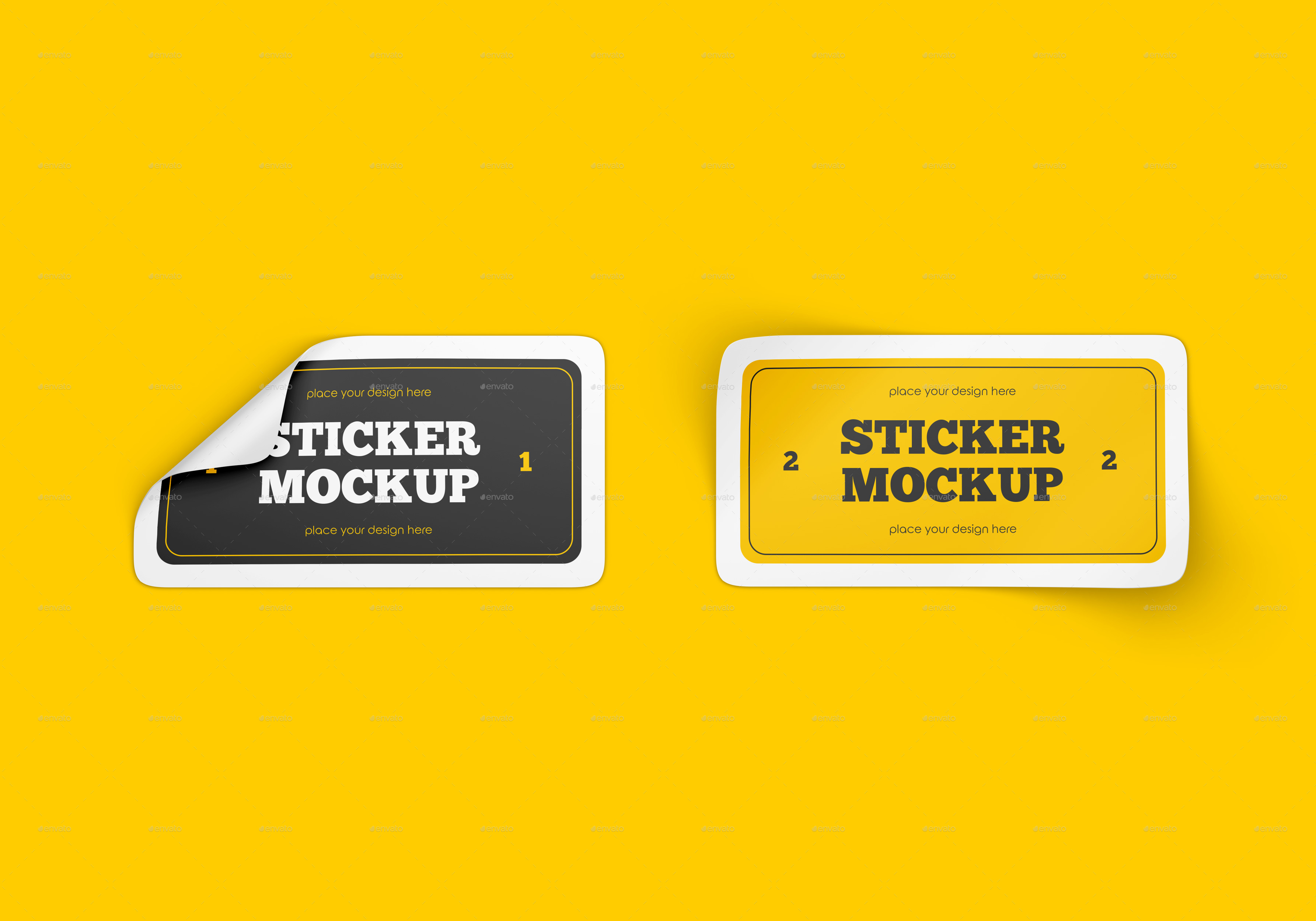 Rectangular Stickers Mockup Set, Graphics | GraphicRiver