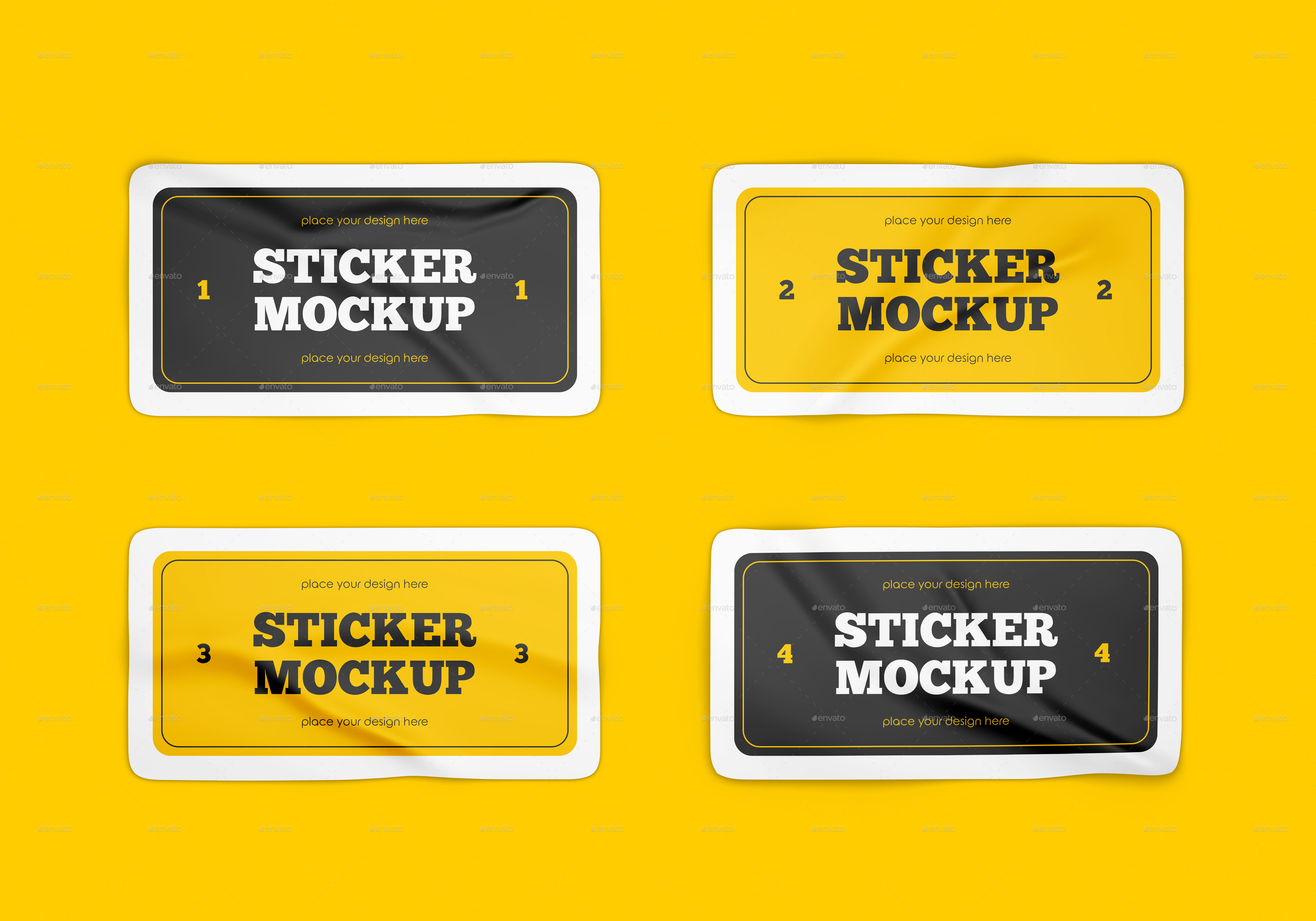 Rectangular Stickers Mockup Set, Graphics | GraphicRiver