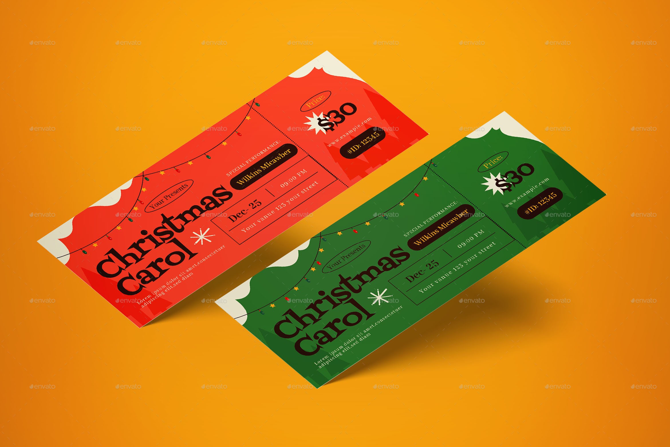 Ticket Christmas Carol, Print Templates | GraphicRiver