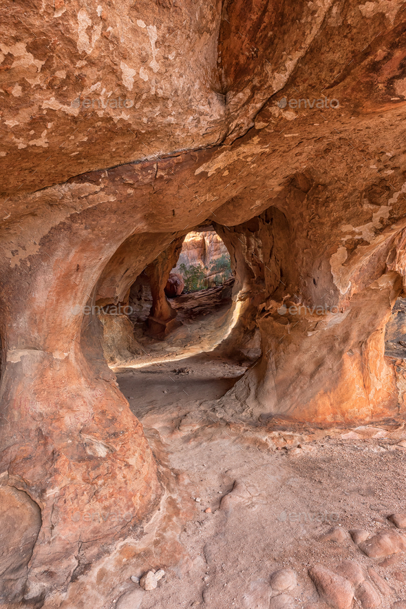 Rock formation, with caves, at the Stadsaal Caves Stock Photo by dpreezg