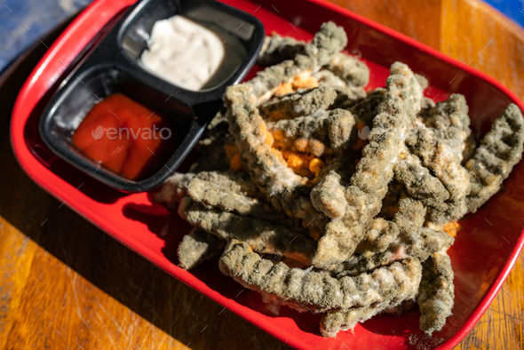 moldy french fries closeup, fungal moldy on unhealthy old food on plate ...