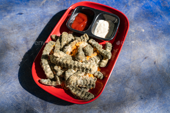 moldy french fries closeup, fungal moldy on unhealthy old food on plate ...