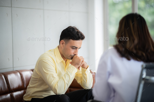 doctor and patient at hospital or clinic, medical mental health care ...