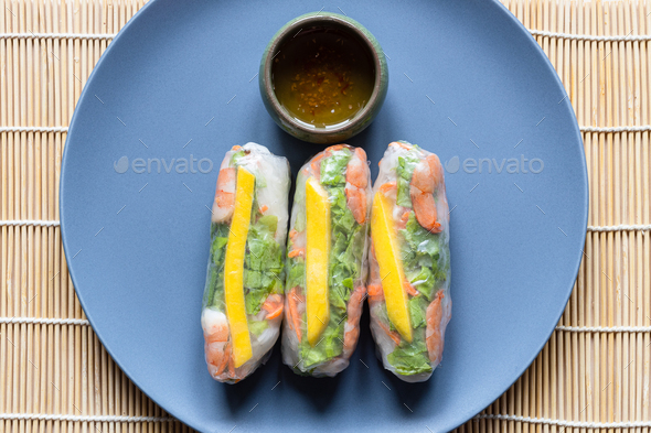 top view of Nem Cuon Vietnamese fresh spring rolls Stock Photo by vvoennyy
