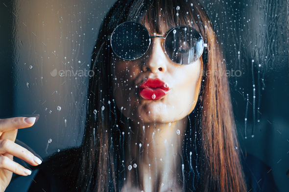 Stylish woman kissing glass Stock Photo by ADDICTIVE_STOCK | PhotoDune