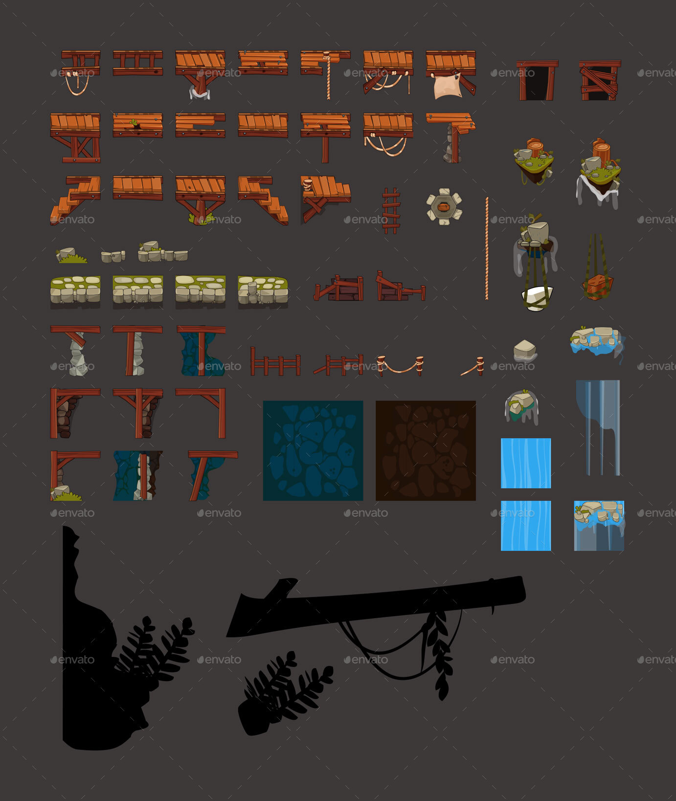 Platform Cartoon Assets, Game Assets | GraphicRiver