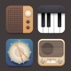 FM Radio Piano and Drum Music App Interface Icon, Vectors | GraphicRiver