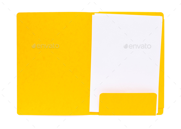 Paper folder and blank sheet isolated at white background Stock Photo ...