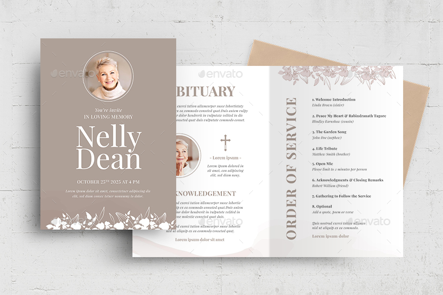 Funeral Service Brochure Template, Print Templates | GraphicRiver