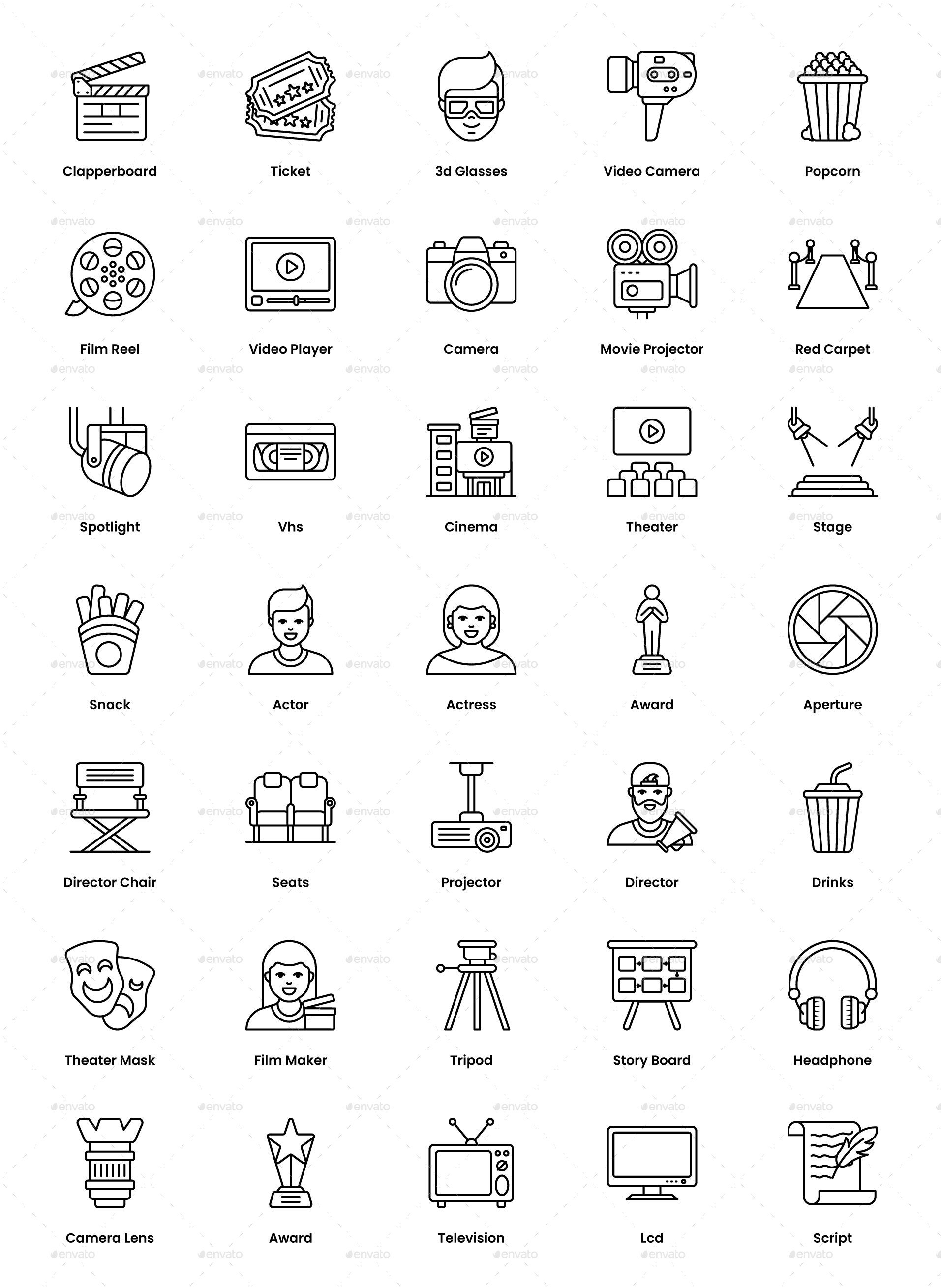 Cinema Icon Set, Icons | GraphicRiver