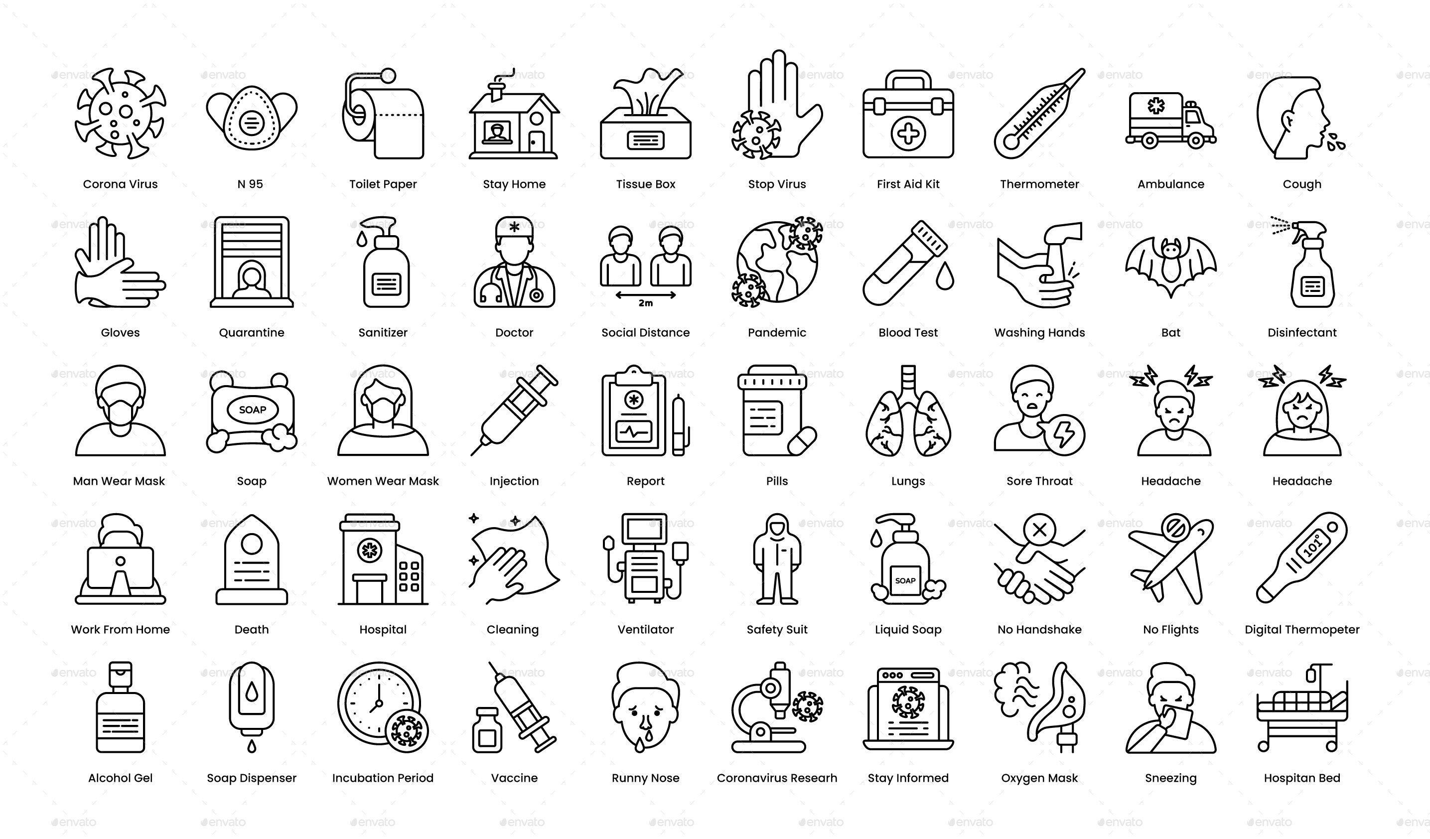 Covid-19 Icons Set, Icons | GraphicRiver