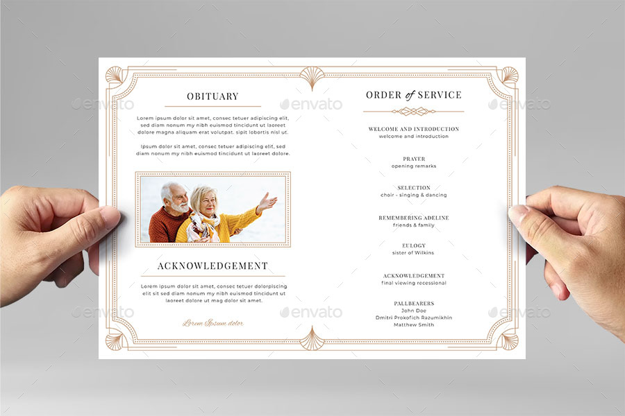 Funeral Program with Deco Border, Print Templates | GraphicRiver