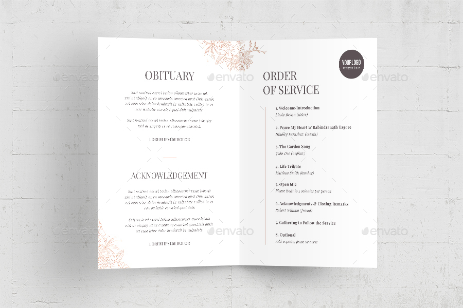 Funeral Service Brochure With Floral, Print Templates | GraphicRiver