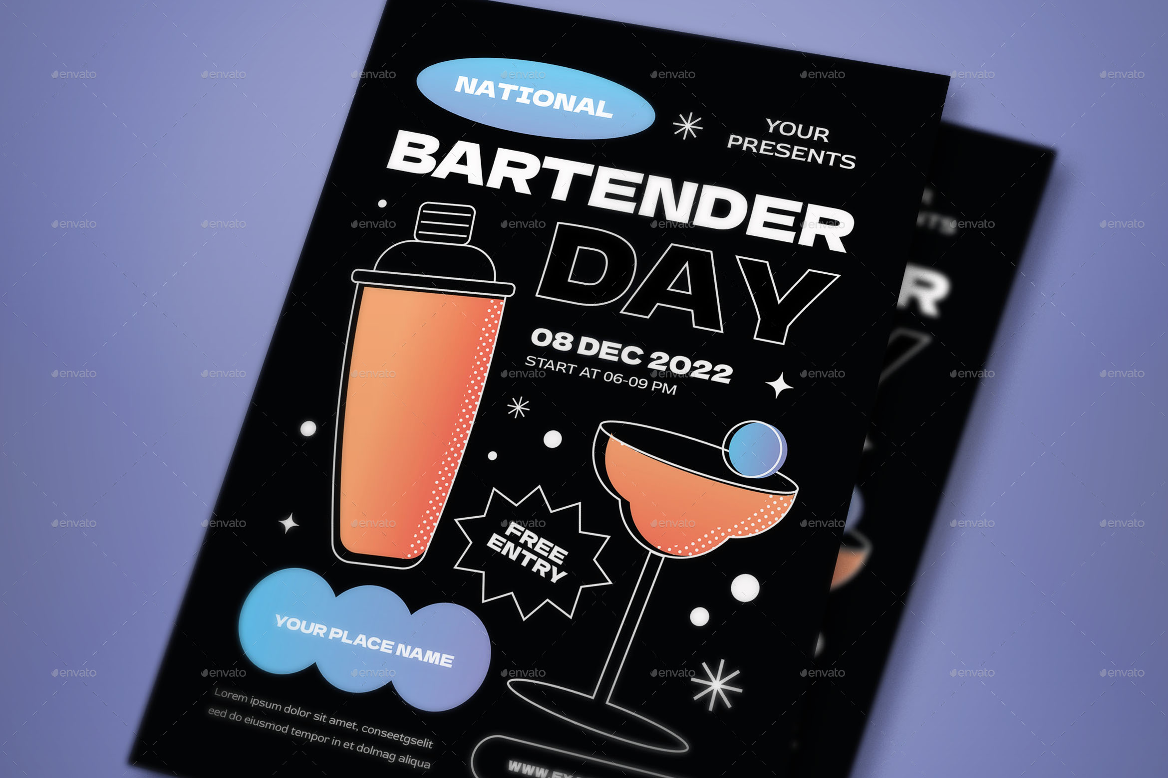National Bartender Day Flyer Set, Print Templates | GraphicRiver