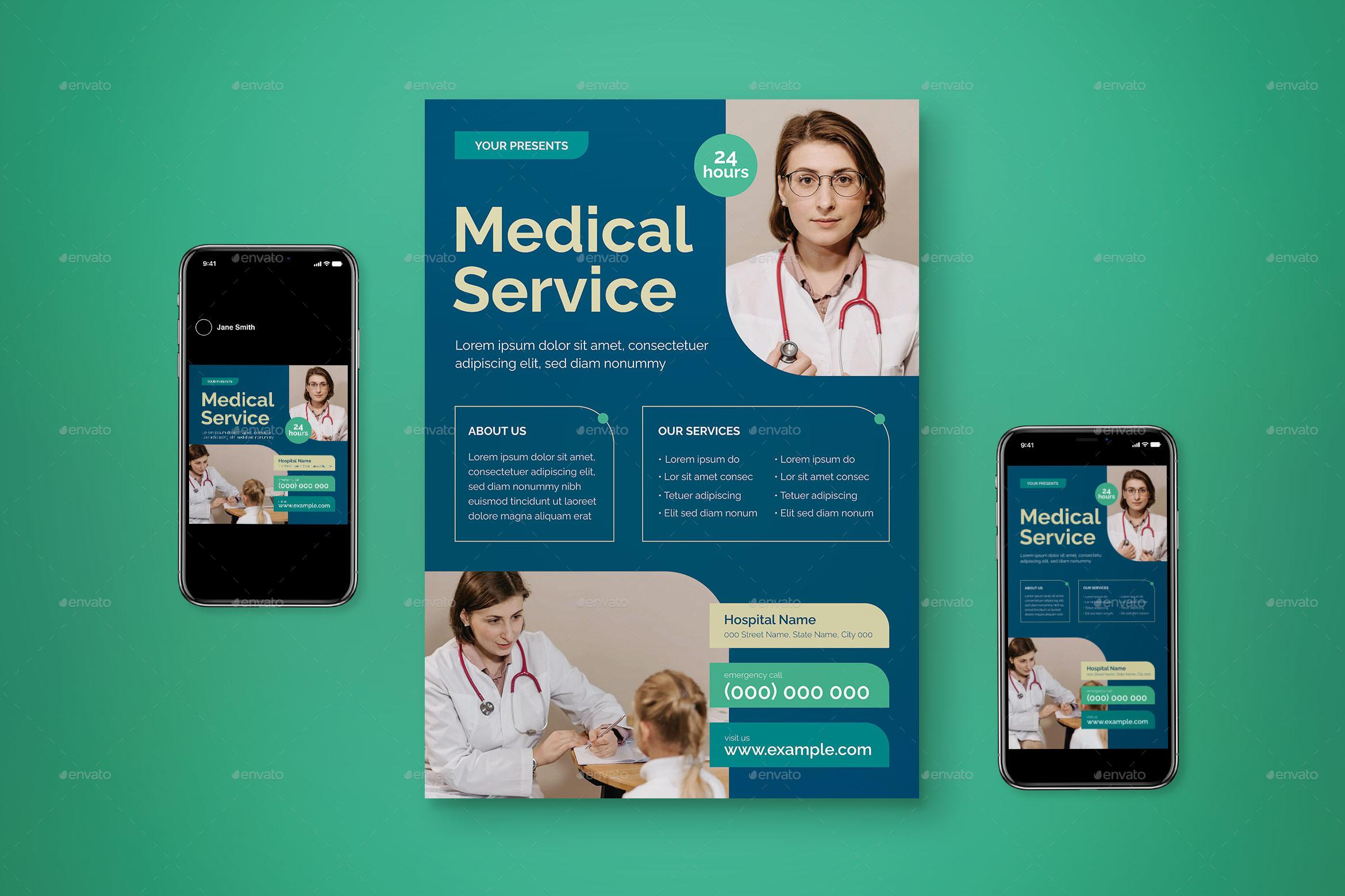 Medical Service Flyer Set, Print Templates | GraphicRiver