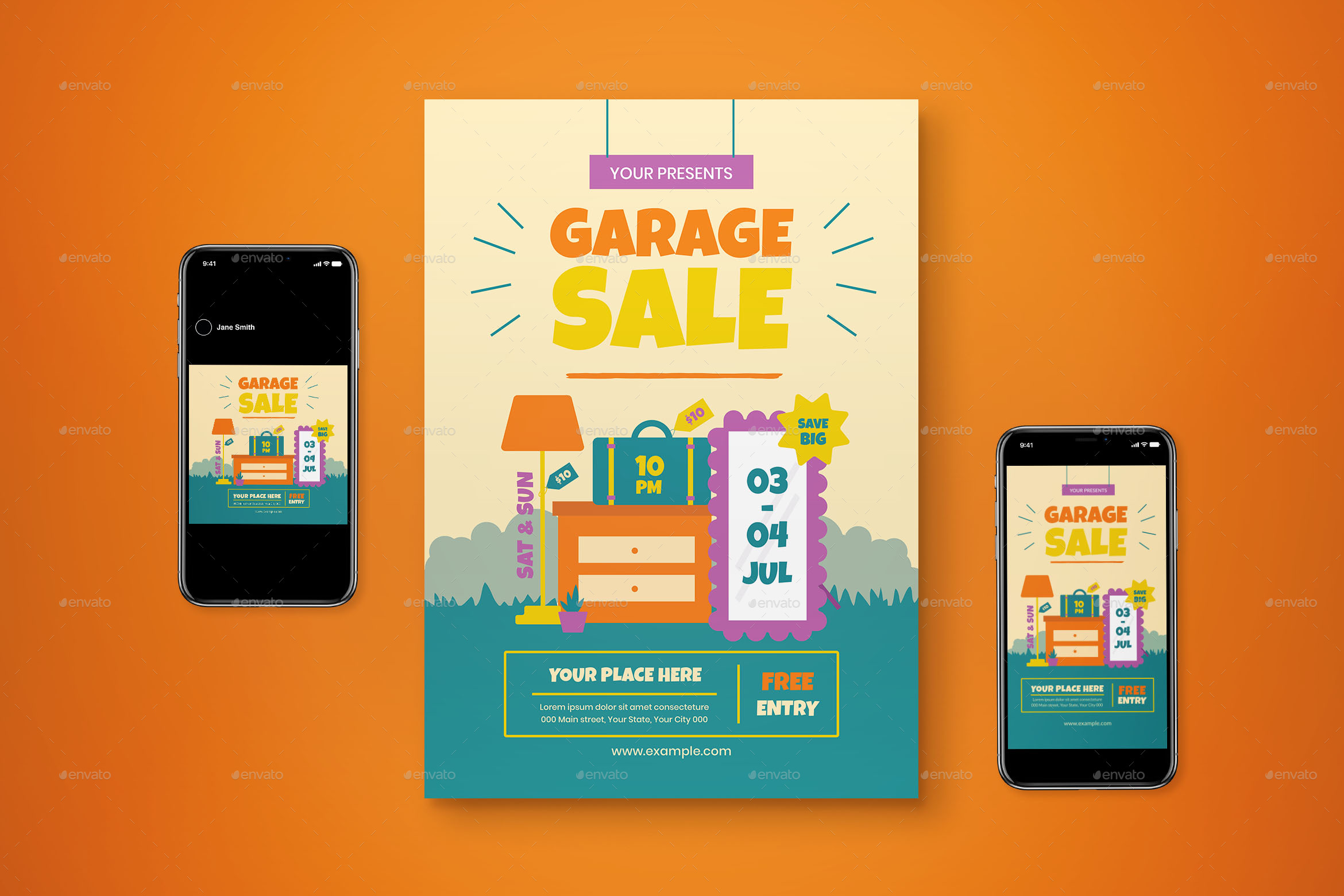 Garage Sale Flyer Set, Print Templates | GraphicRiver