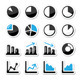 Chart graph black and blue icons as labels, Vectors | GraphicRiver