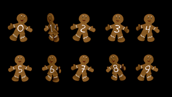 Gingerbread Numbers - Dancing Loops - Pack of 10, Motion Graphics ...