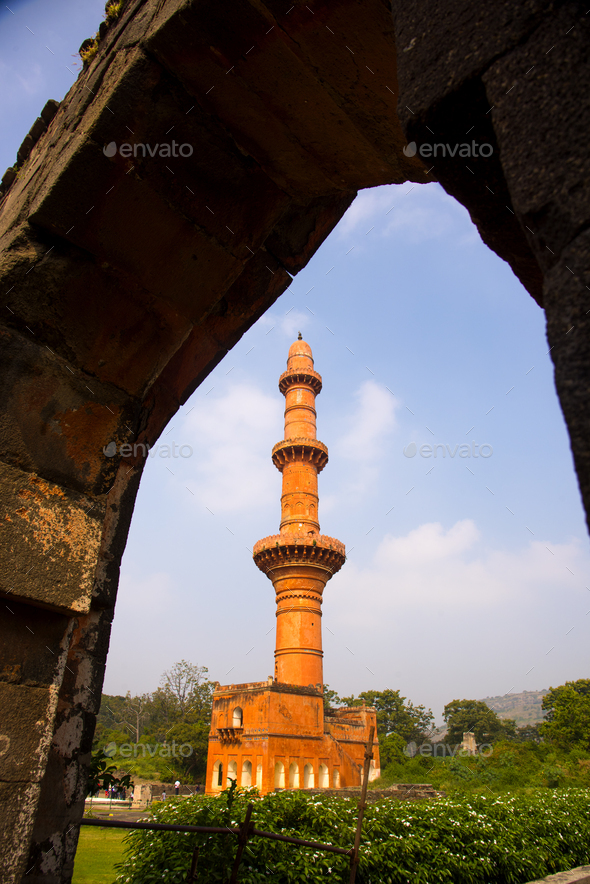 Chand Minar at Daulatabad fort in Maharashtra, India. Stock Photo by ...