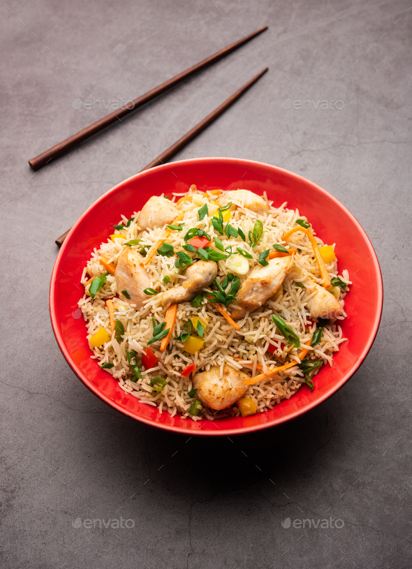 schezwan chicken fried rice Stock Photo by stockimagefactory | PhotoDune