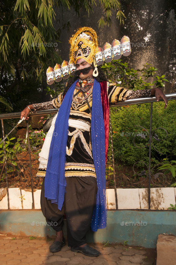 Portrait of a Impressionist dressed as Raavan, India Stock Photo by ...