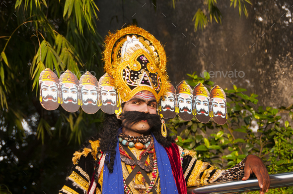 Portrait of a Impressionist dressed as Raavan, India Stock Photo by ...