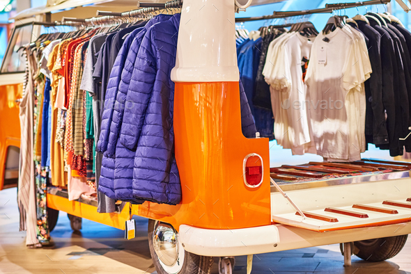 Clothing store in shopping center in the form of bus Stock Photo by ...