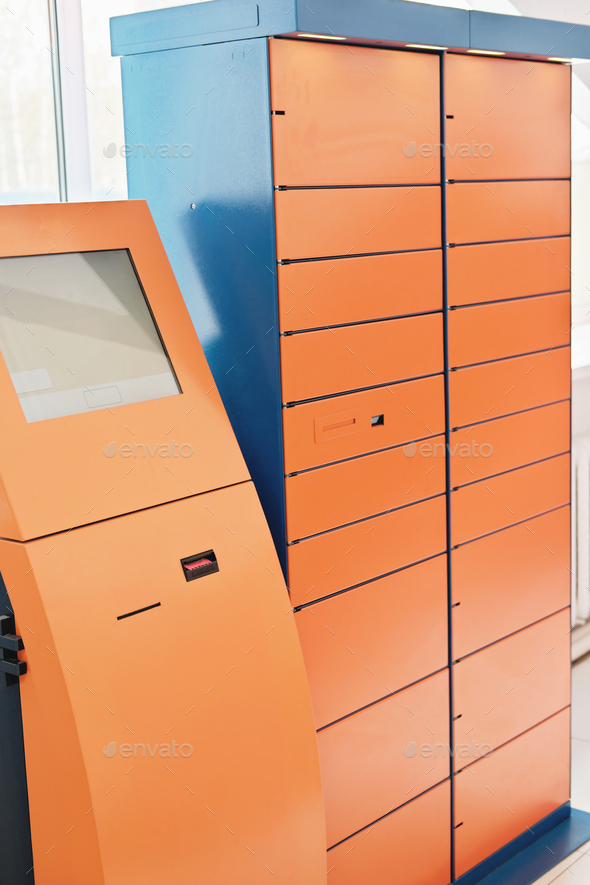 self service post terminal. contactless delivery. automatic shipping ...