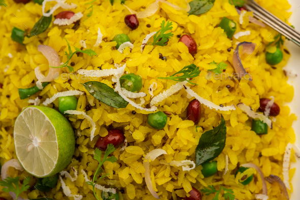 Pohe or pohe or pohaa is an indian breakfast recipe Stock Photo by ...