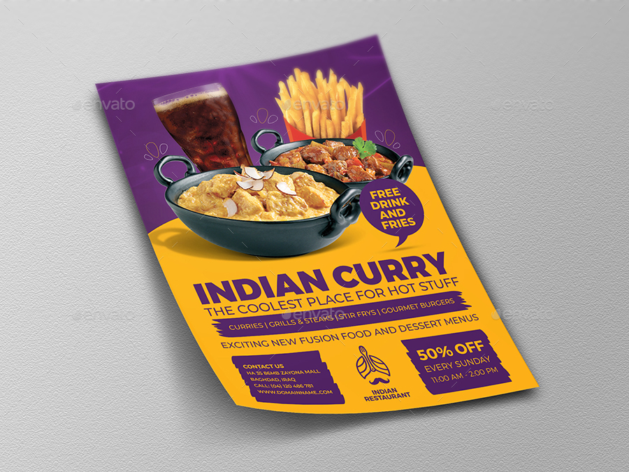 Indian Curry Restaurant Advertising Bundle, Print Templates | GraphicRiver