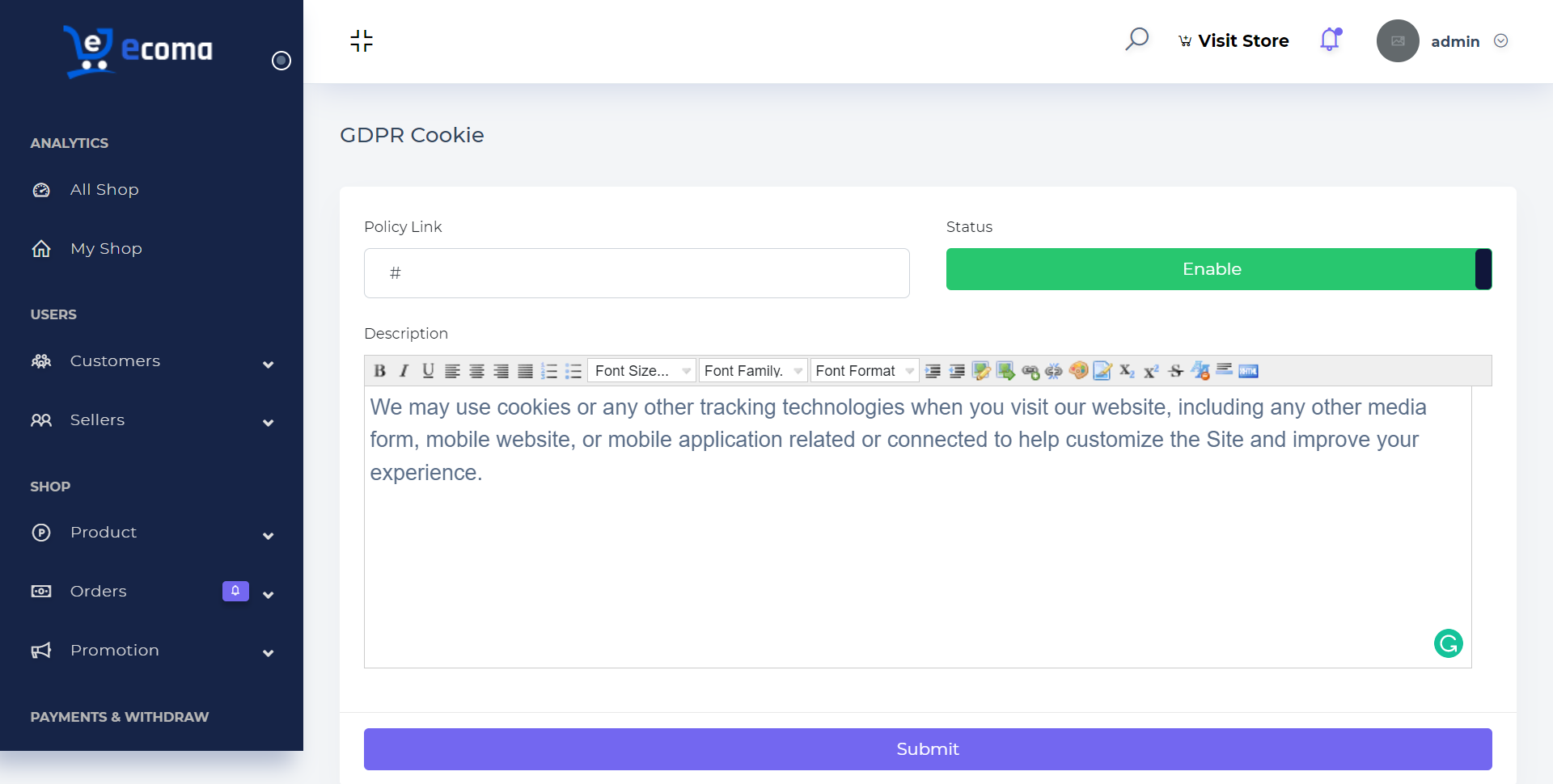 Ecoma - Multivendor Ecommerce Shopping Platform by ViserLab | CodeCanyon