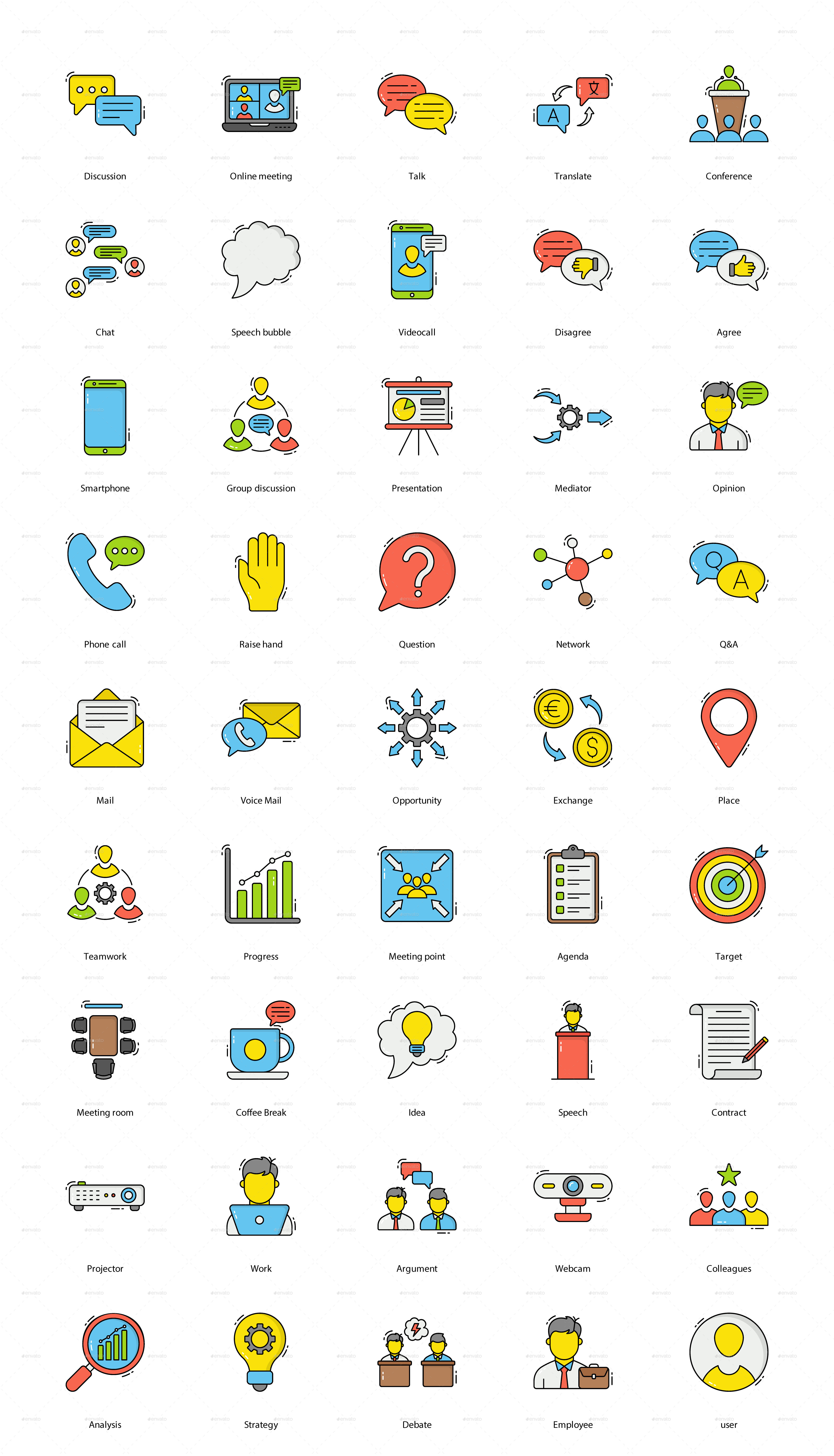 Discussion icons set, Icons | GraphicRiver