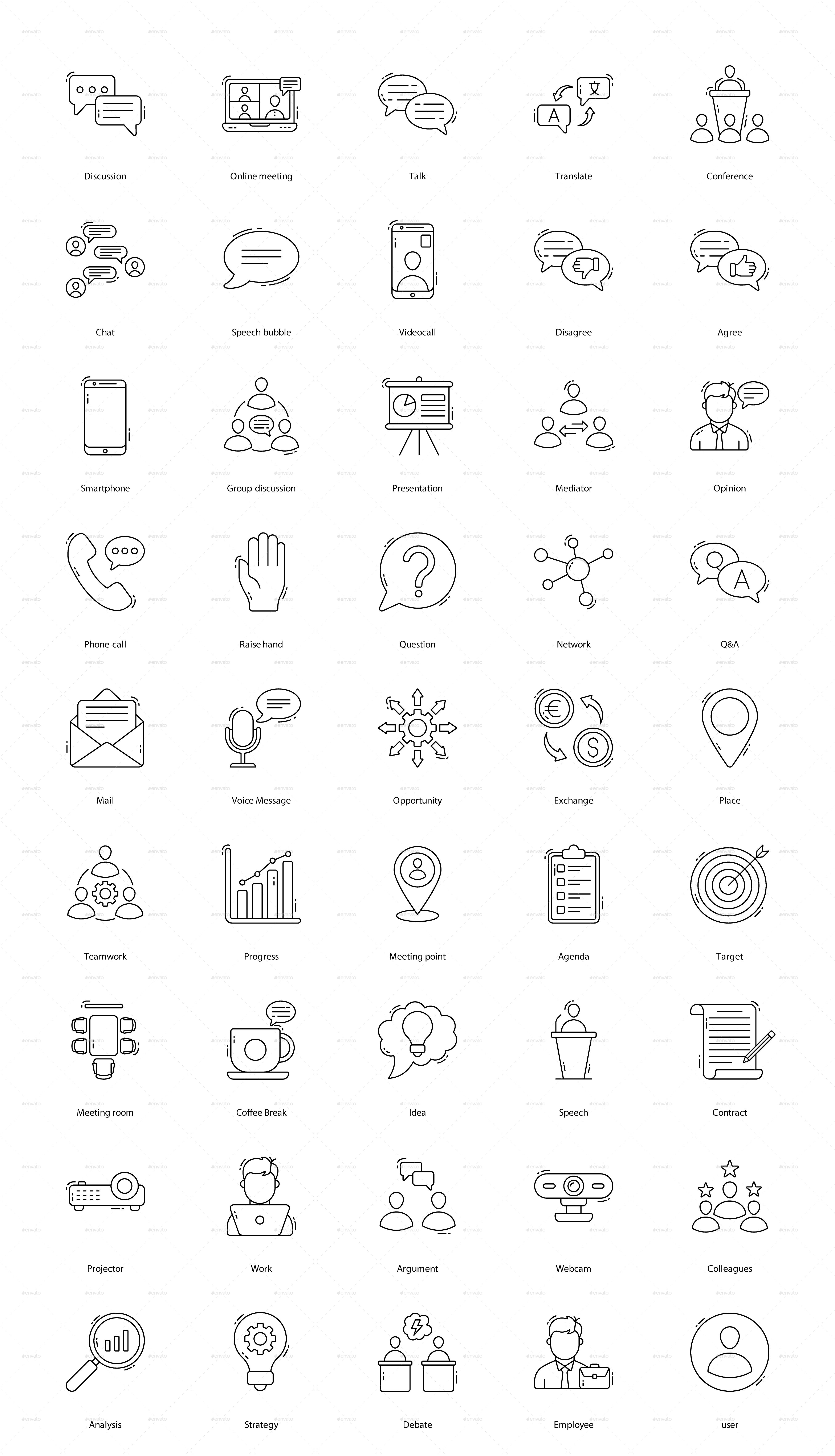 Discussion icons set, Icons | GraphicRiver