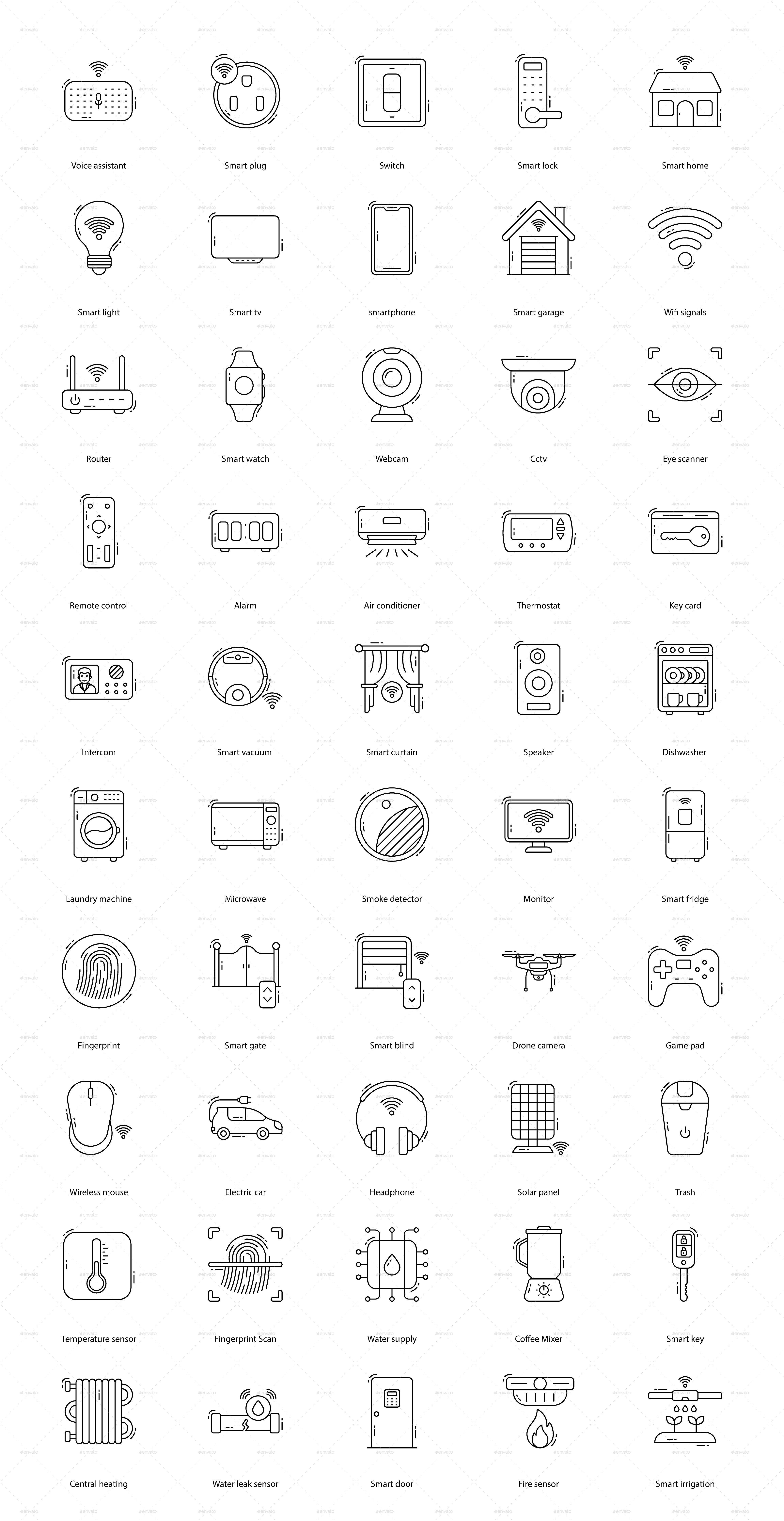 smart home icons set, Icons | GraphicRiver