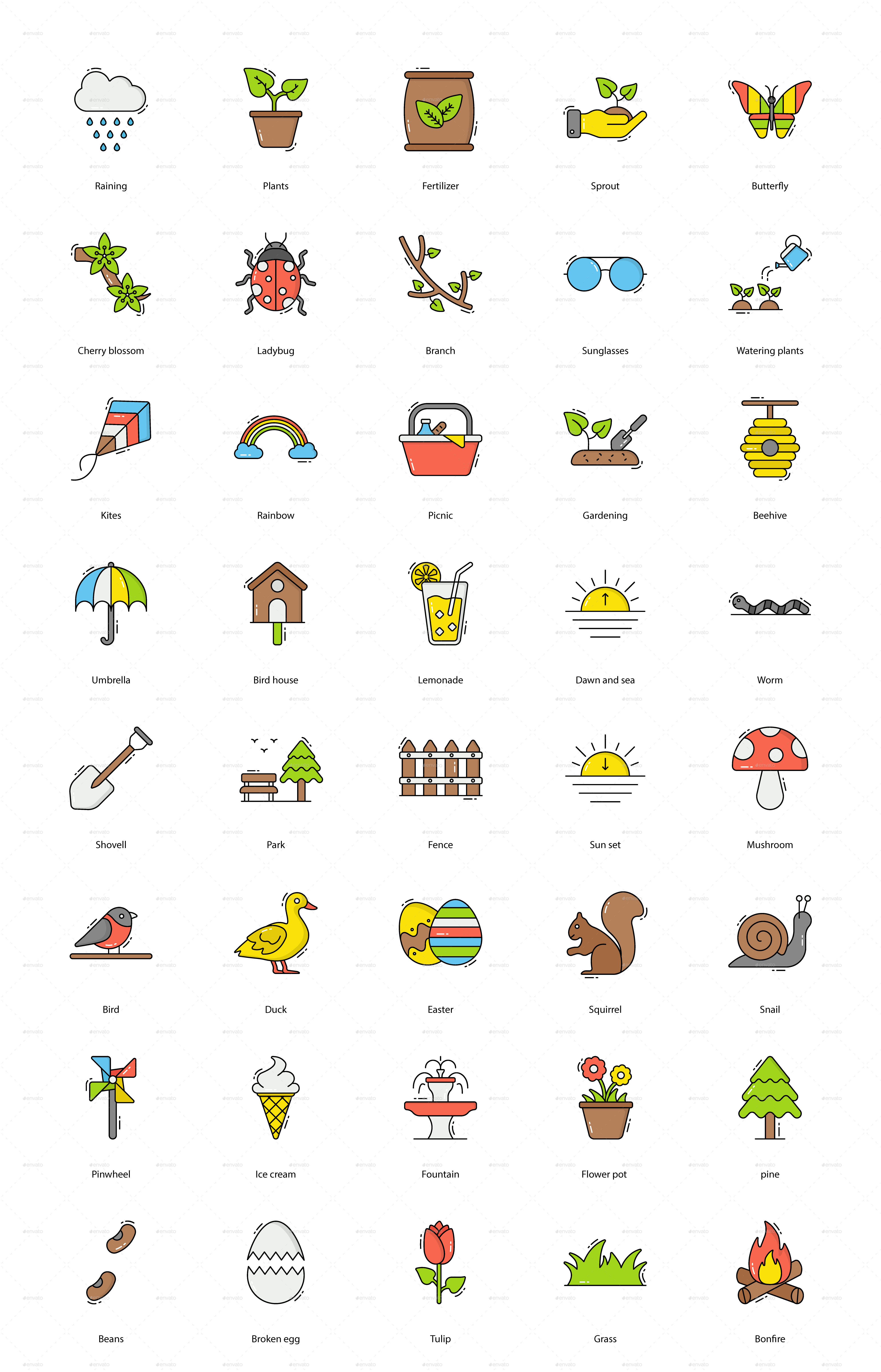 Spring icons set, Icons | GraphicRiver