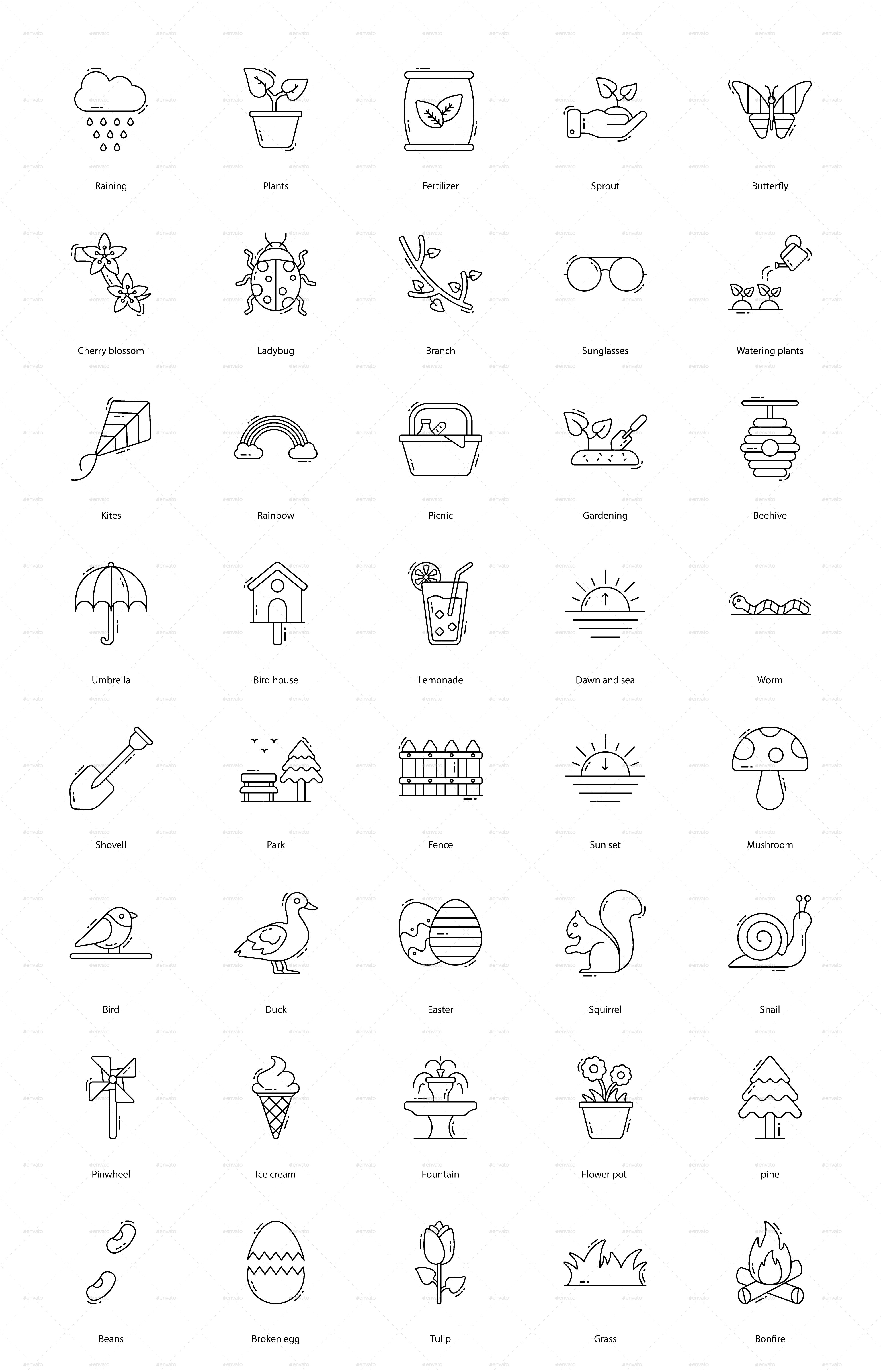 Spring icons set, Icons | GraphicRiver