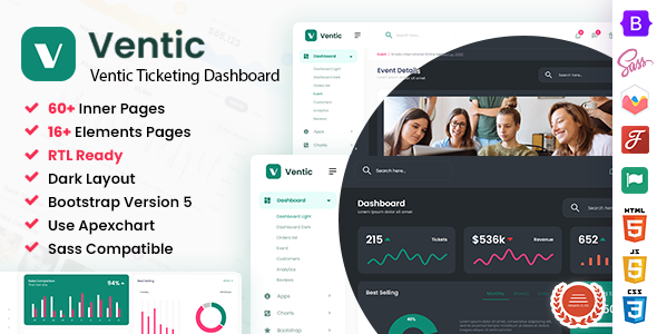Ventic - Event Ticketing Bootstrap 5 Admin Template by DexignZone | ThemeForest
